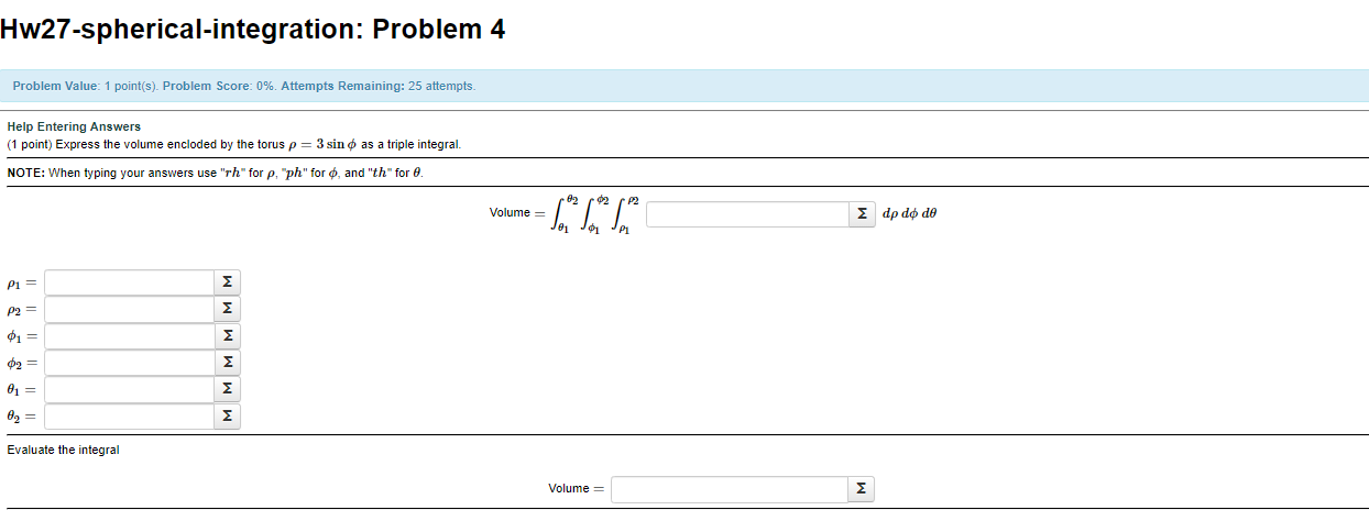 Solved Hw27-spherical-integration: Problem 4 Problem Value: | Chegg.com