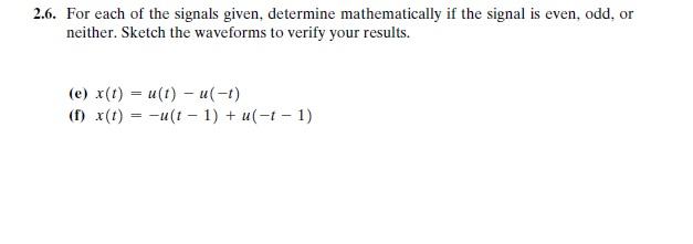 Solved 2.6. For each of the signals given, determine | Chegg.com