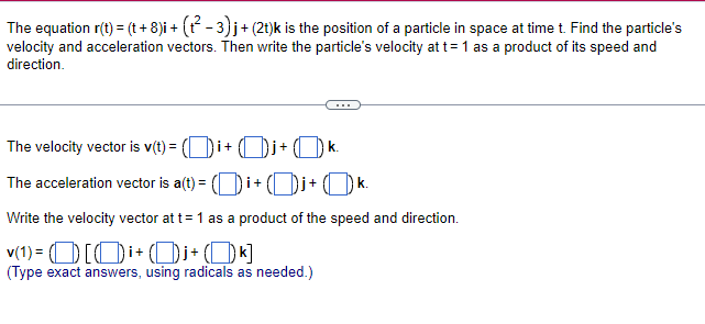 Solved The equation r(t)=(t+8)i+(t2-3)j+(2t)k ﻿is the | Chegg.com