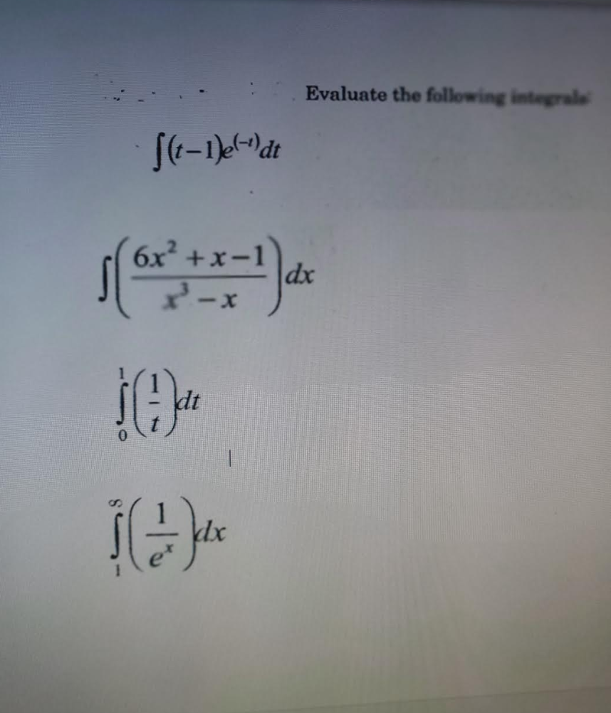 Solved - Evaluate the following integral (t-1)elhat | Chegg.com