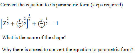 Convert the equation to its parametric form (steps | Chegg.com