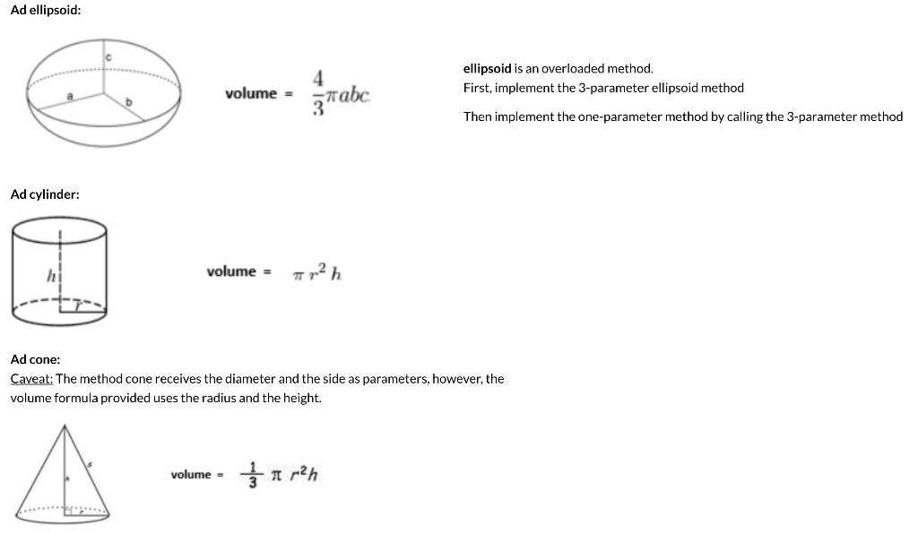 Volumes.java Implement the class as described in the | Chegg.com