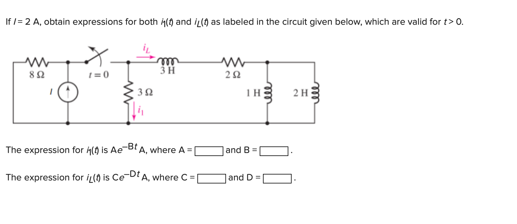 Solved If I=2 A, obtain expressions for both i1(t) and iL(t) | Chegg.com Solved If I=2 A, obtain expressions for both i1(t) and iL(t) | Chegg.com