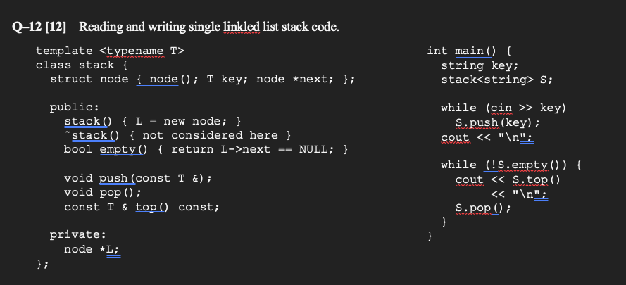 Solved (a [3]) Write the implementation for the node | Chegg.com