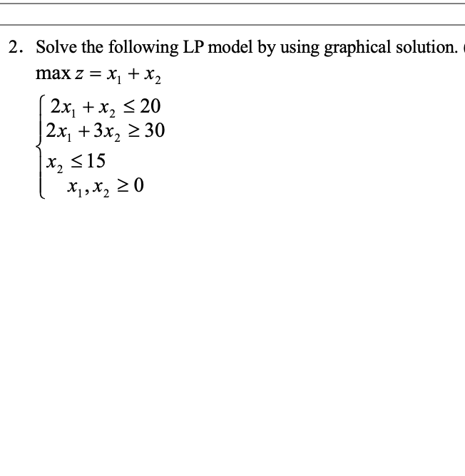 Solved 2. Solve the following LP model by using graphical | Chegg.com