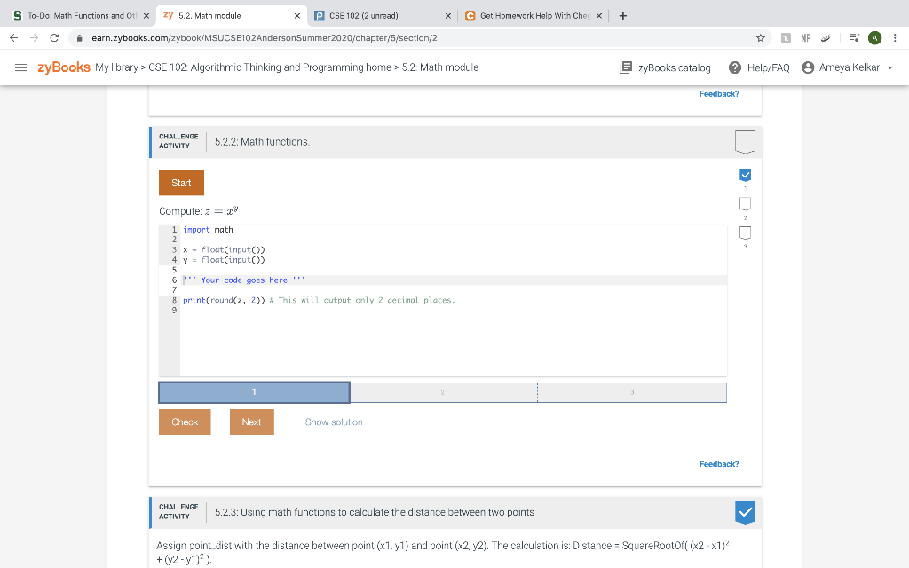 Solved S To Do Math Functions And Otx Zy 5 2 Math Module