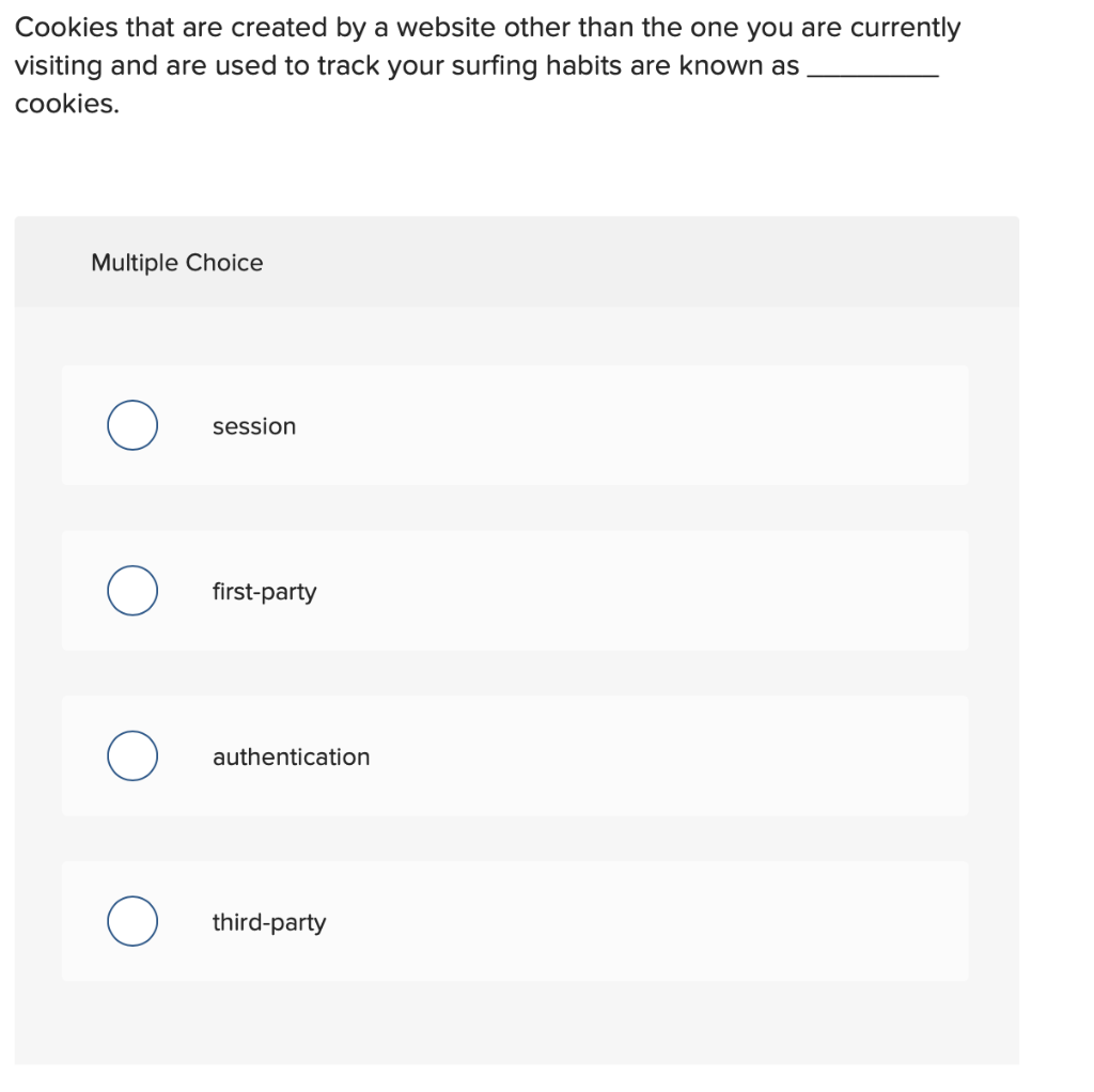 Solved Cookies that are created by a website other than the | Chegg.com