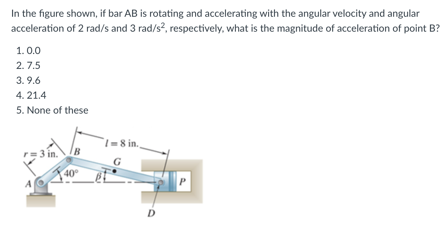 Solved In the figure shown, if bar AB is rotating and | Chegg.com