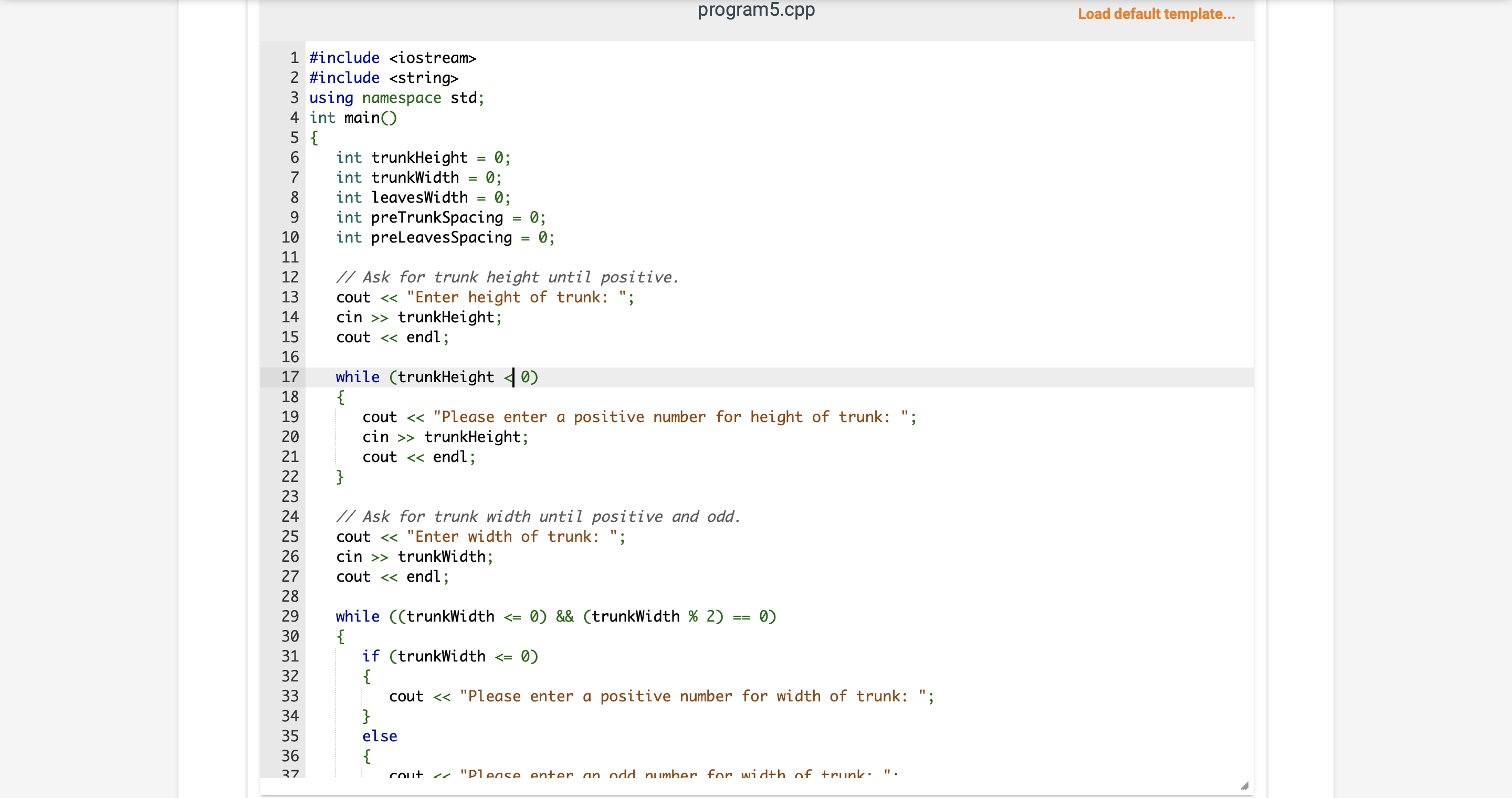 Solved // Output asterisks for the tree top row. for (int | Chegg.com