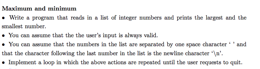 Solved Maximum and minimum Write a program that reads in a | Chegg.com