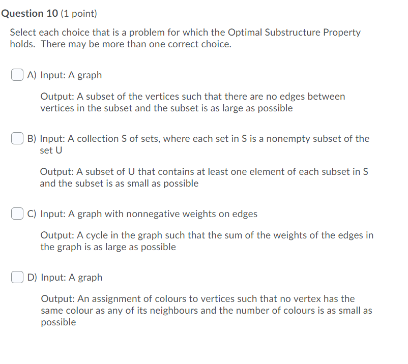Solved Question 10 (1 point) Select each choice that is a | Chegg.com