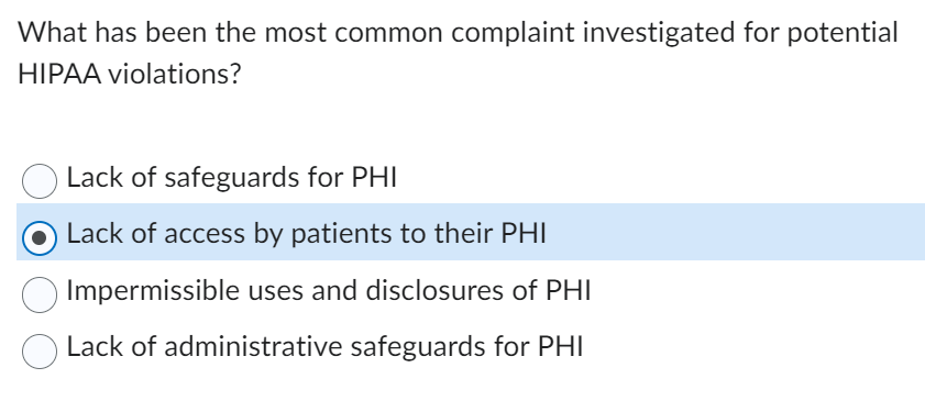 Solved What has been the most common complaint investigated | Chegg.com