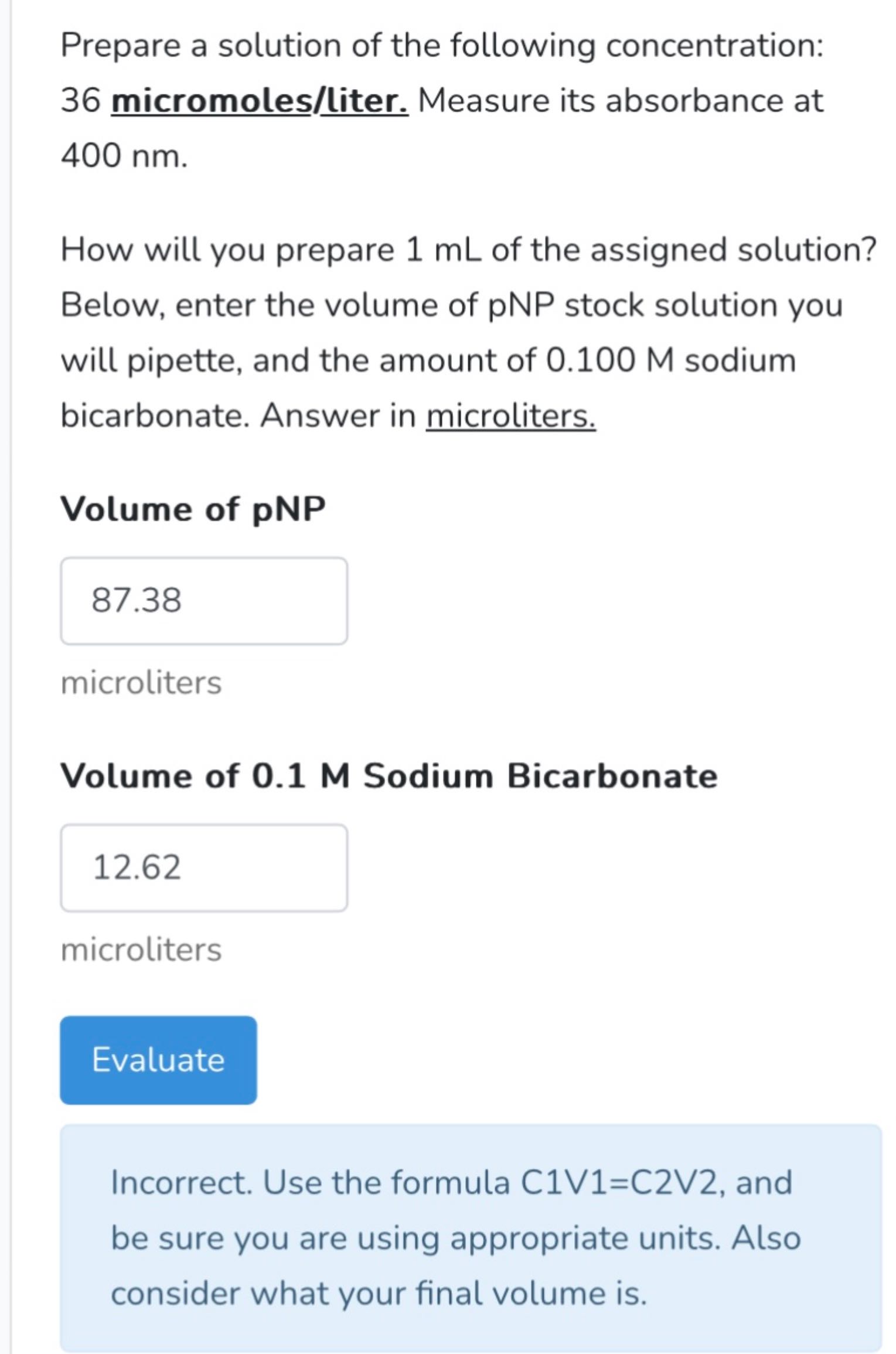 Solved 4.12 ﻿x 10^-4 ﻿M of p-nitrophenol is the | Chegg.com