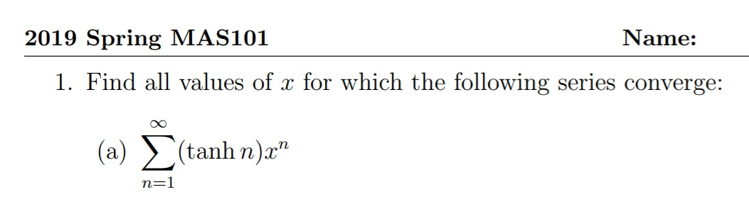 Solved 2019 Spring MAS101 Name: 1. Find all values of x for | Chegg.com