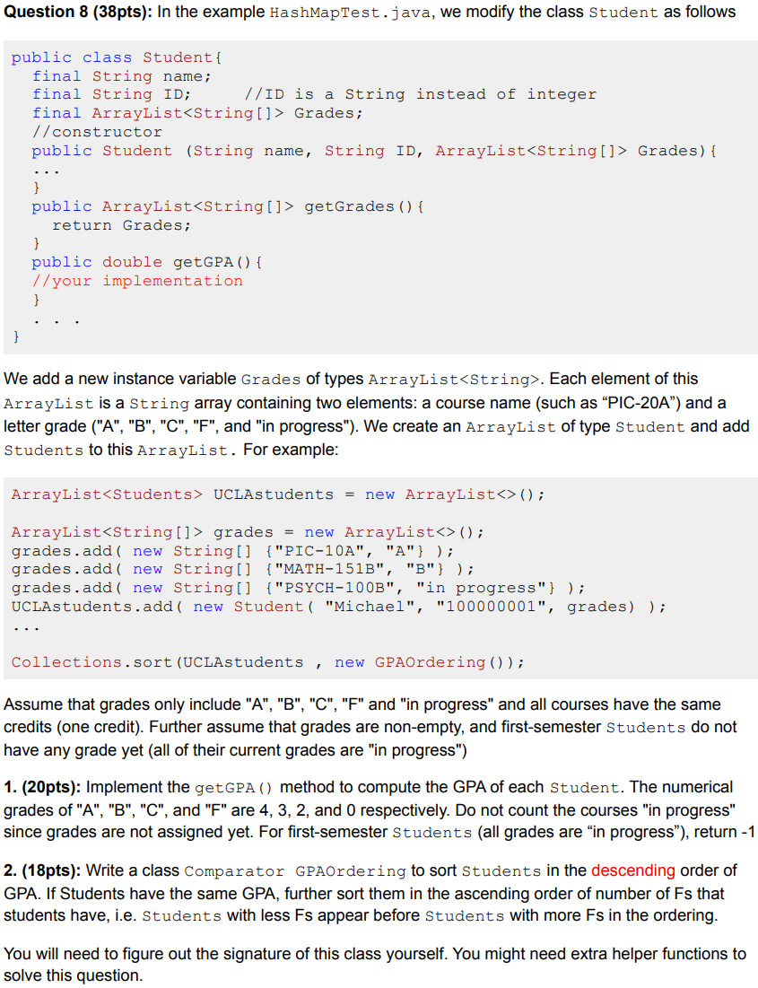 Solved Question 8 (38pts): In the example HashMapTest.java, | Chegg.com