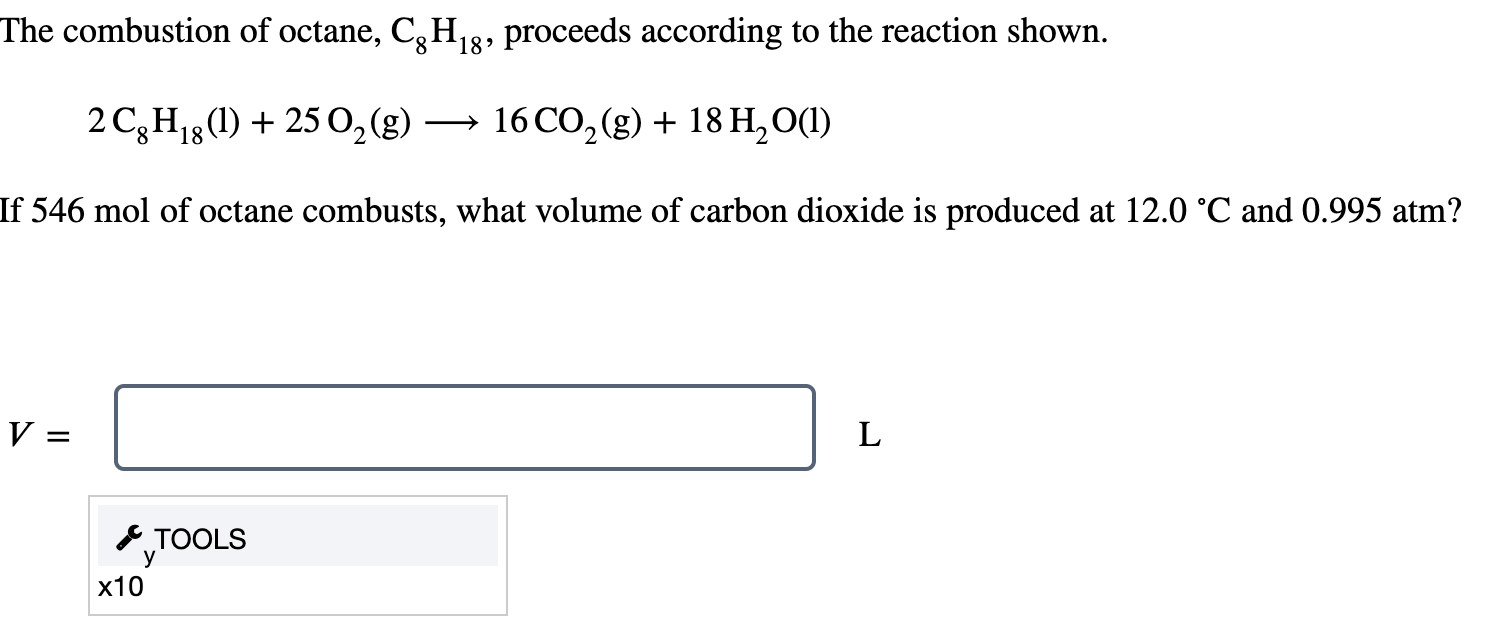 Solved The combustion of octane, C8H18, proceeds according | Chegg.com