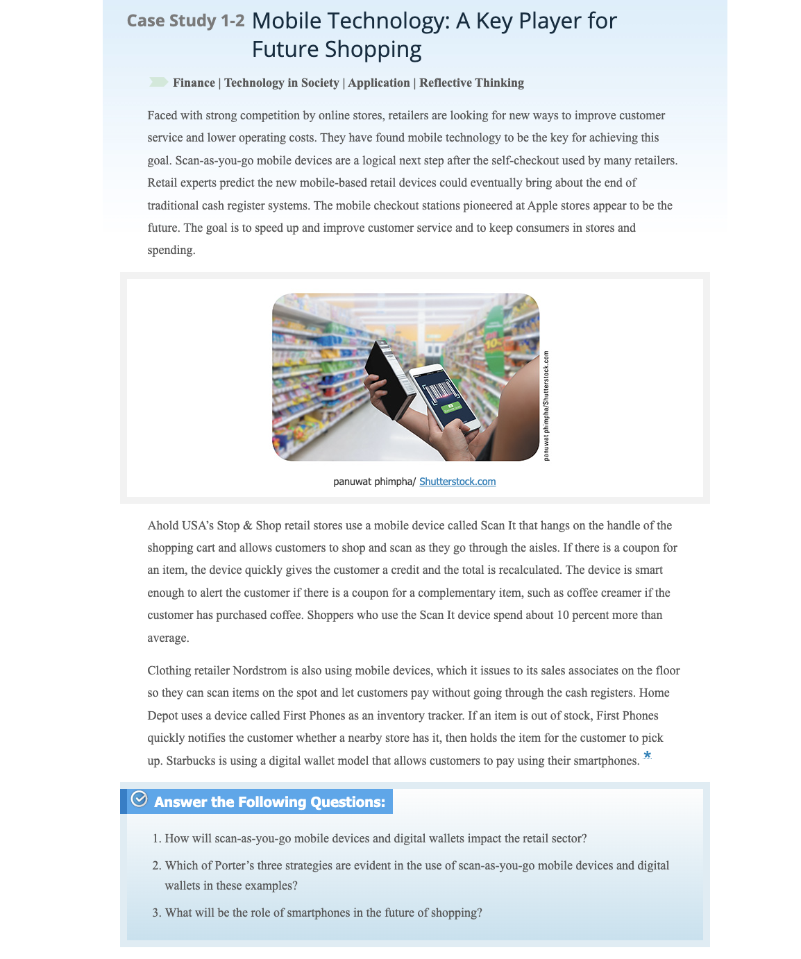Solved Case Study 1-2 ﻿Mobile Technology: A Key Player | Chegg.com