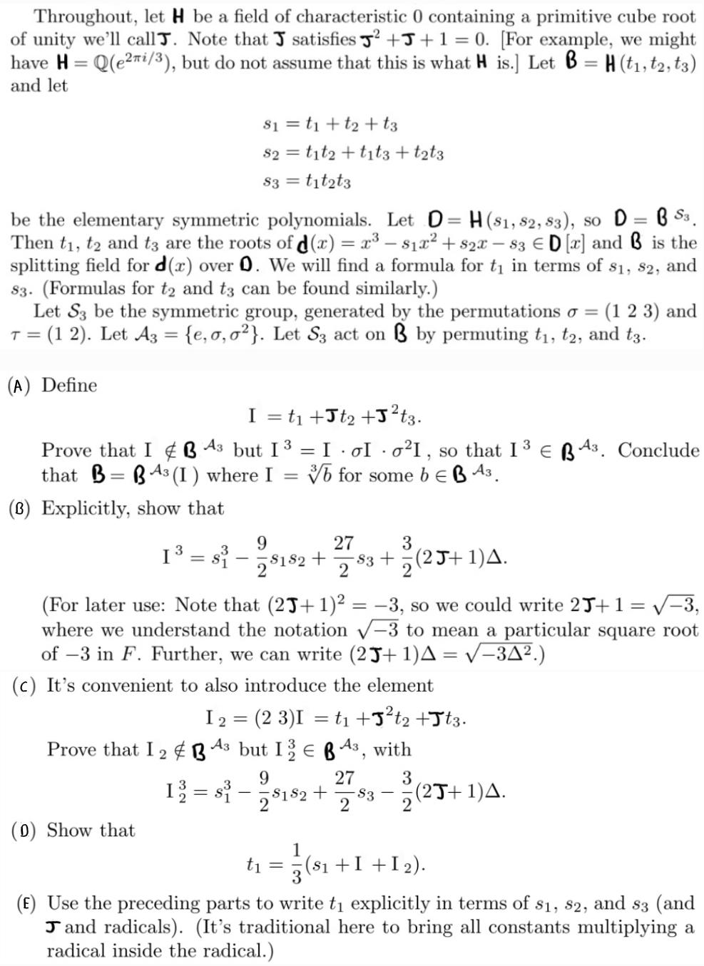 Solved Throughout, let H be a field of characteristic 0 | Chegg.com