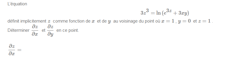 Solved L'équation 3z3=ln(e3z+3xy) définit implicitement z | Chegg.com