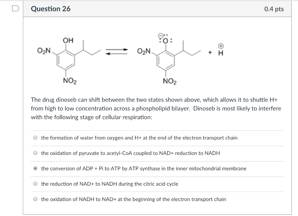 Solved Question 26 0.4 pts он O2N + H NO2 NO2 The drug | Chegg.com