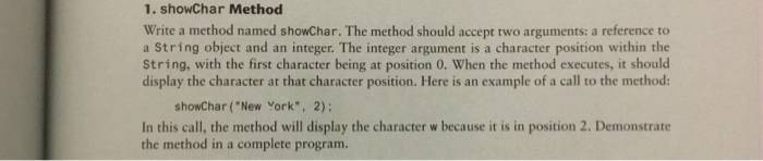 Solved 1 Showchar Method Write A Method Named Showchar The Chegg