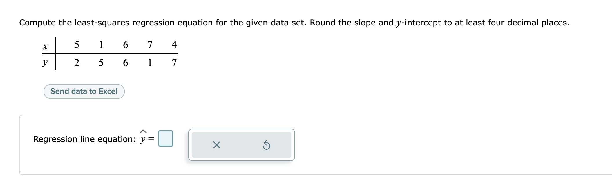 Solved Compute the least-squares regression equation for the | Chegg.com