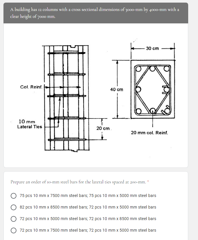 Solved A building has 12 columns with a cross sectional | Chegg.com