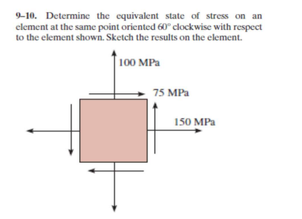 Solved 9-10. ﻿Determine the equivalent state of stress on | Chegg.com