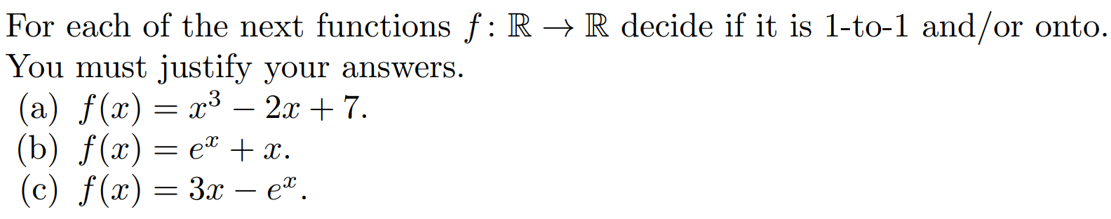 Solved For each of the next functions f:R→R decide if it is | Chegg.com