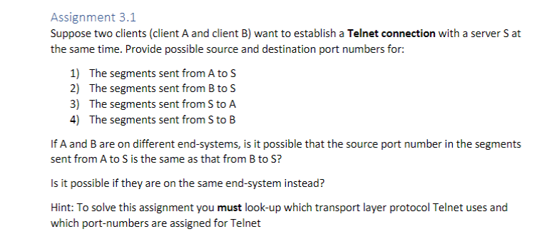 Solved Assignment 3.1 Suppose two clients (client A and | Chegg.com