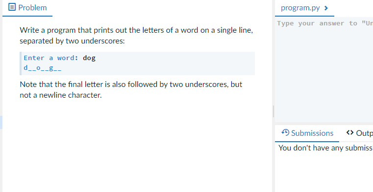 Solved Problem program.py > Type your answer to "Letters" | Chegg.com