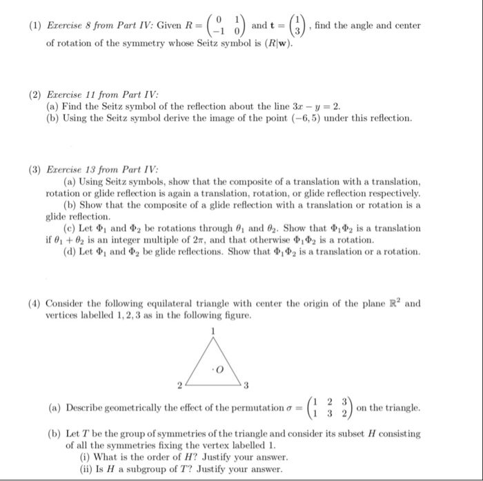 Solved (1) Exercise 8 from Part IV: Given R ¡) . find the | Chegg.com