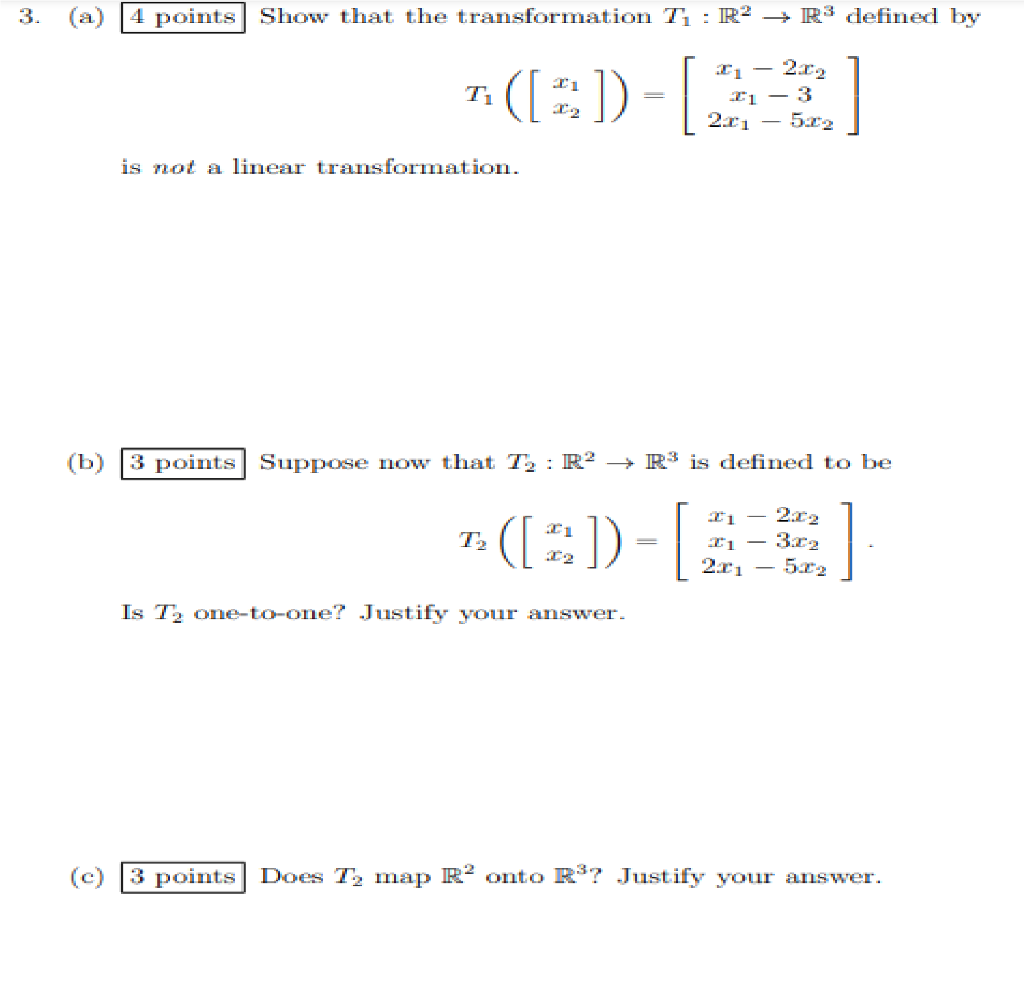 Solved 3. 4 points Show that the transformation T : R2 R3 | Chegg.com