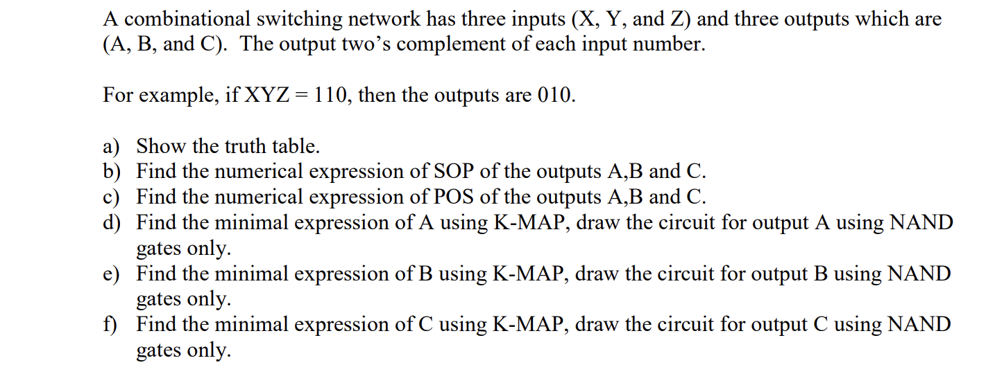 Solved A Combinational Switching Network Has Three Inputs 0005
