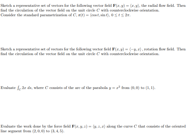 Solved Line integrals The work done by the force field F | Chegg.com