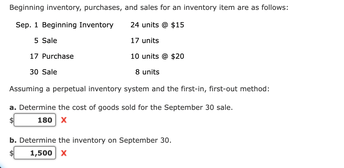 Solved Beginning inventory, purchases, and sales for an | Chegg.com