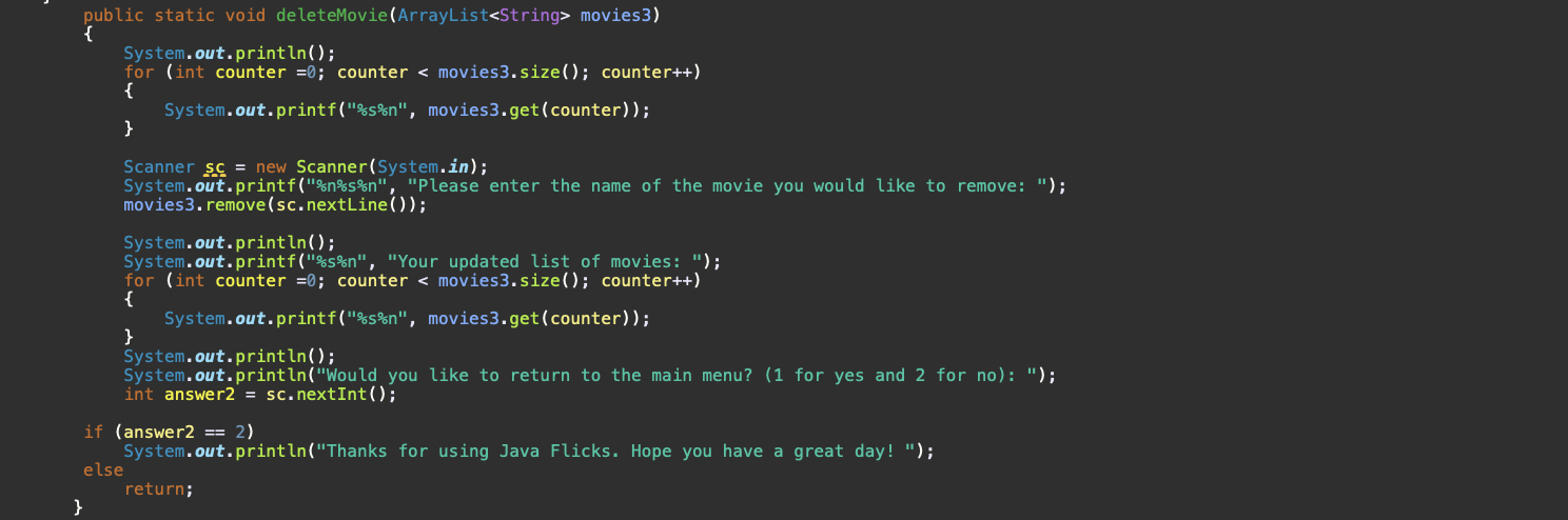 Solved How to create a method were I can modify a movie in | Chegg.com