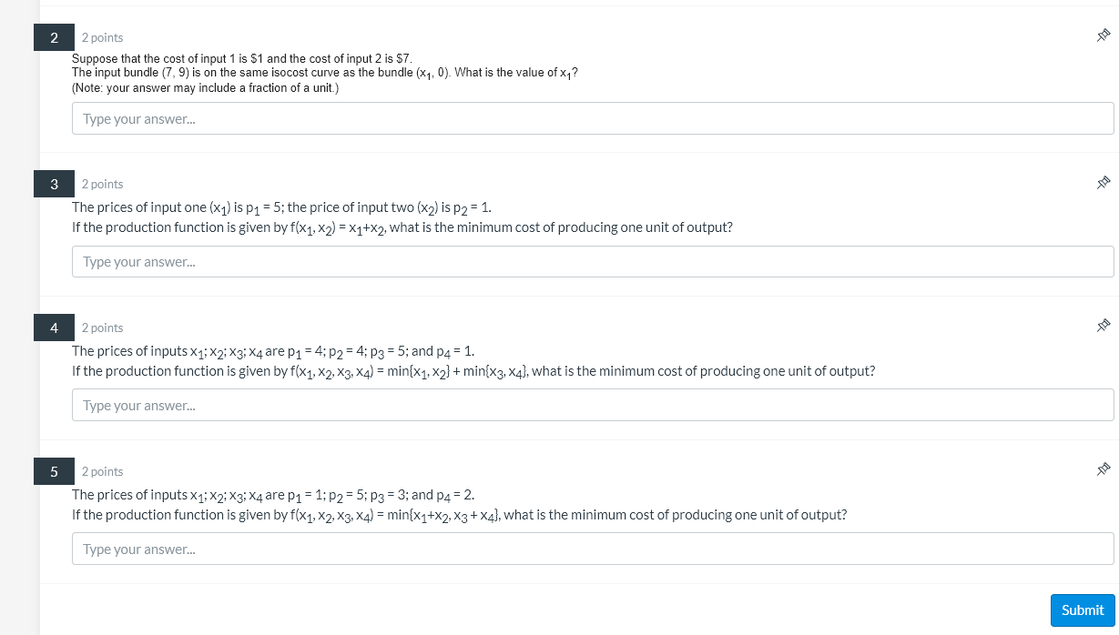 Solved In this graph, which input bundle will minimize the | Chegg.com