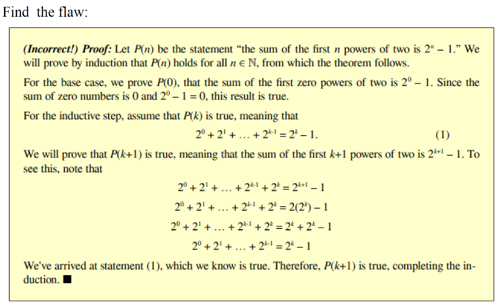 Solved Find the flaw: (Incorrect!) Proof: Let P(n) be the | Chegg.com