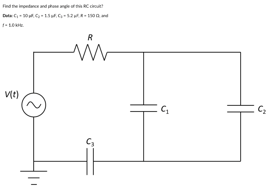 Solved Find the impedance and phase angle of this RC | Chegg.com