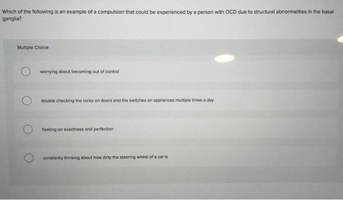 Solved Which of the following is an example of a compulsion | Chegg.com