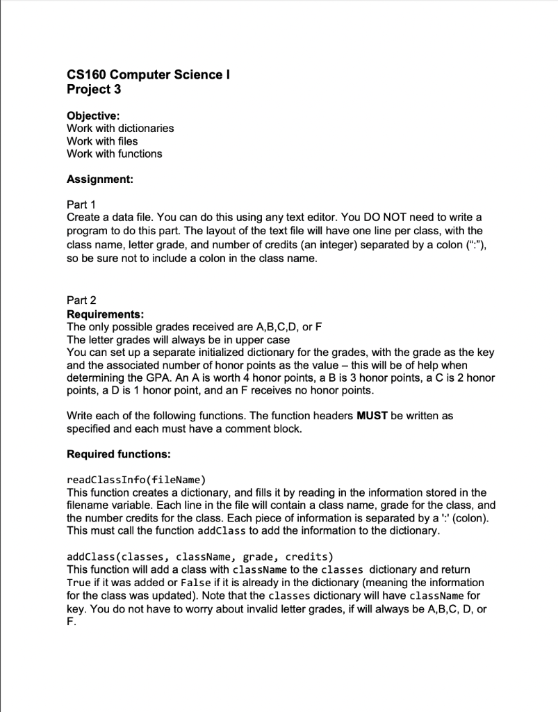 Solved Cs160 Computer Science Project 3 Objective Work With