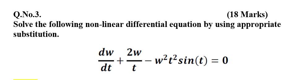 Solved Q.No.3. (18 Marks) Solve the following non-linear | Chegg.com