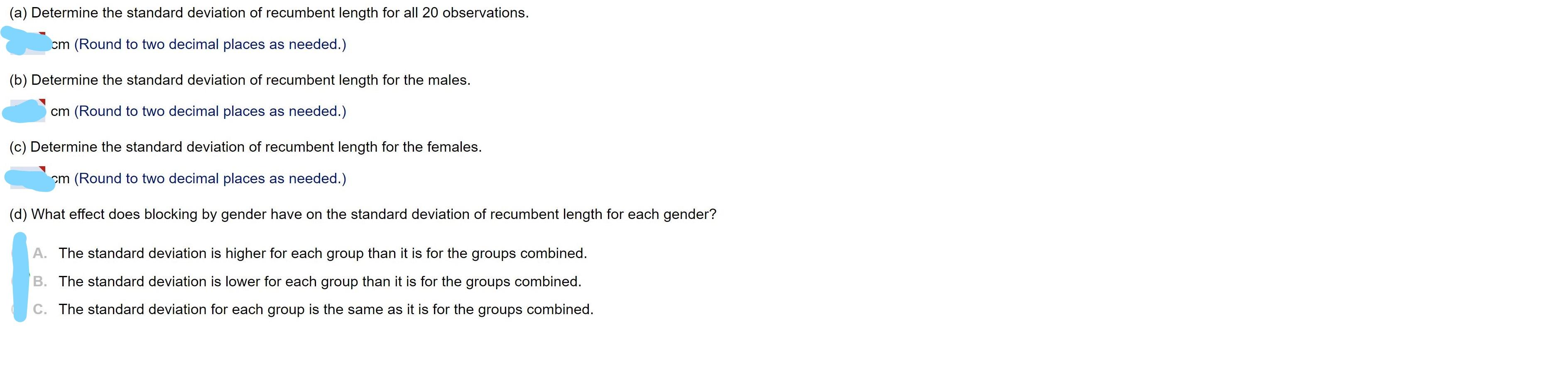 Solved (a) Determine the standard deviation of recumbent | Chegg.com