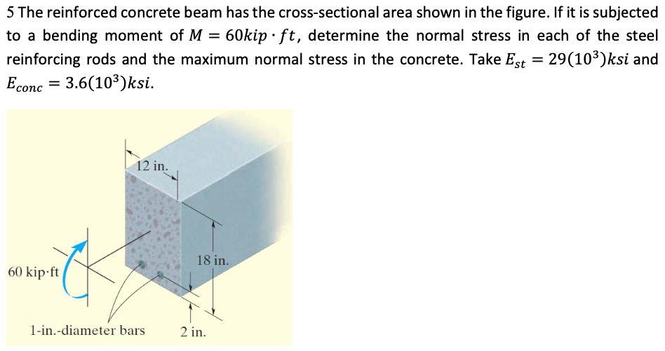 Solved 5 The reinforced concrete beam has the | Chegg.com
