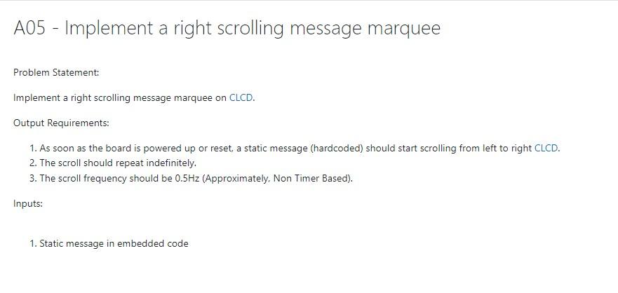 Solved A05 - Implement a right scrolling message marquee | Chegg.com