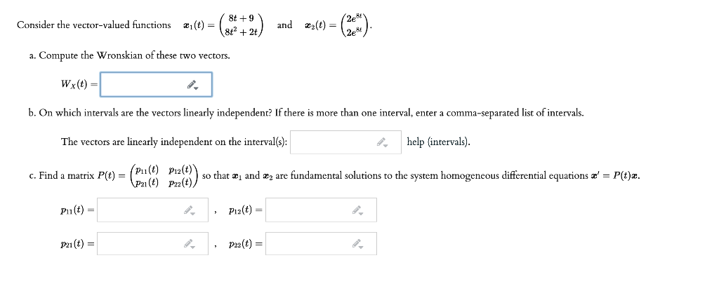 Solved Consider the vector-valued functions 21 8t +9 8+2 +2+ | Chegg.com