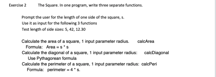 Solved Exercise 2 The Square In One Program Write Three 4243