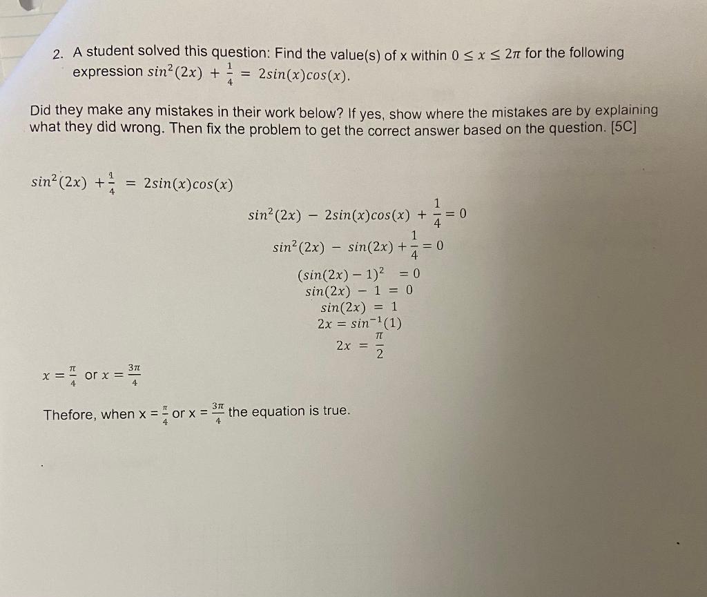 Solved Please explain what mistakes the student made and | Chegg.com