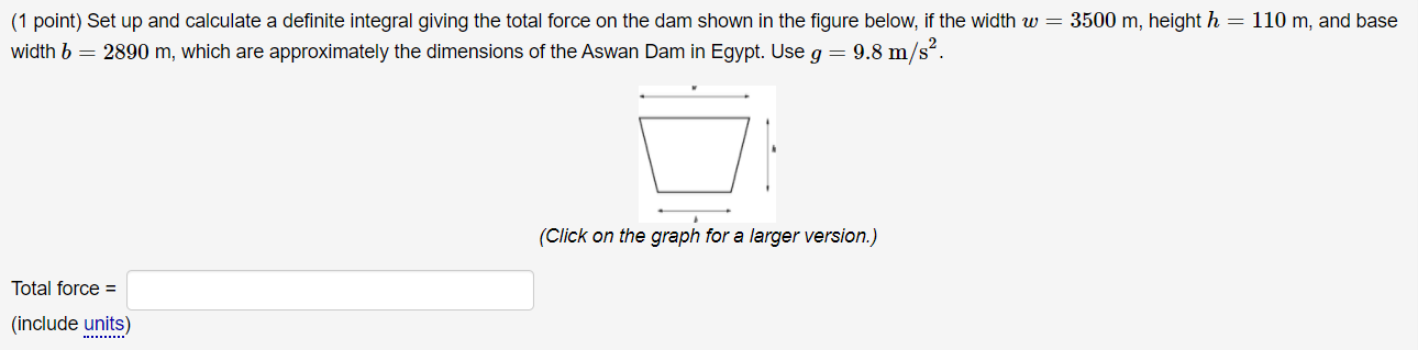Solved (1 point) Set up and calculate a definite integral | Chegg.com